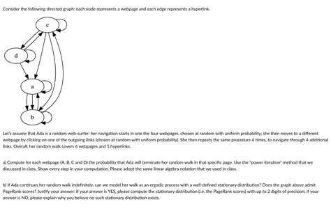 Solved Consider The Following Directed Graph Each Node Chegg