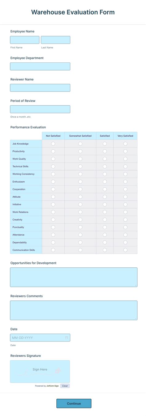 Warehouse Evaluation Form Template Jotform