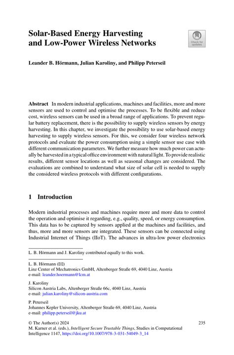 Pdf Solar Based Energy Harvesting And Low Power Wireless Networks