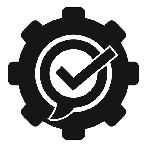 Black And White Quality Check Icon With A Check Mark Inside A Gear