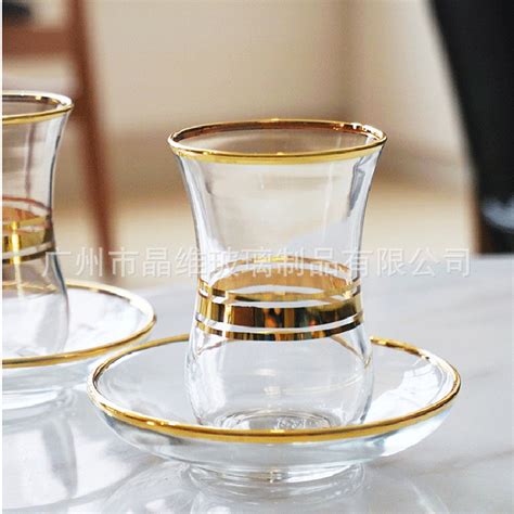 郁金香特色土耳其红茶杯描金边玻璃杯器皿咖啡杯轻奢水晶玻璃茶杯 阿里巴巴