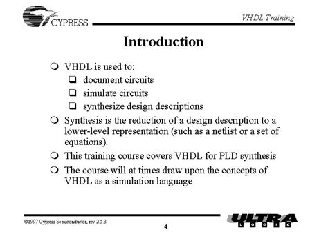 Vhdl Training Programmable Logic Design With Vhdl 1997