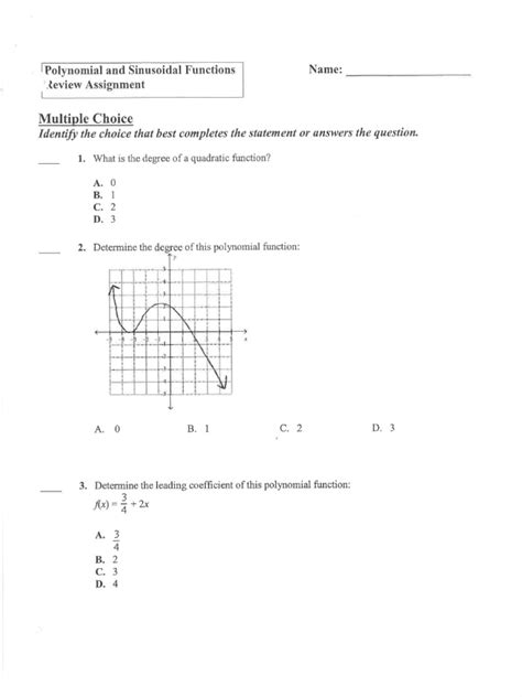 Polynomial And Sinusoidal Review Assignment 1 Pdf