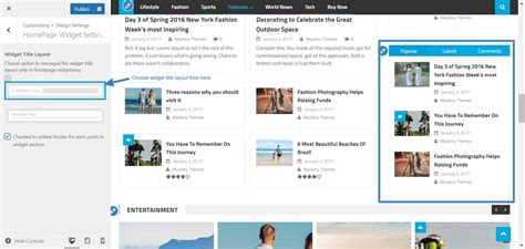 how to configure homepage widget setting editorial