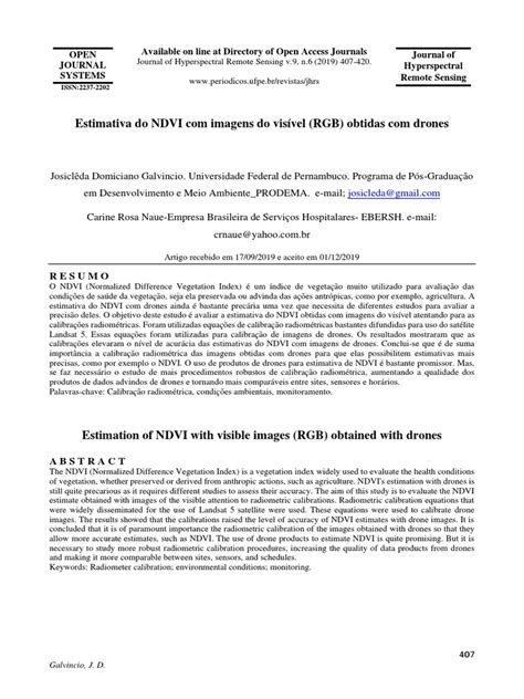estimation of ndvi with visible images rgb obtaine pdf distribuição