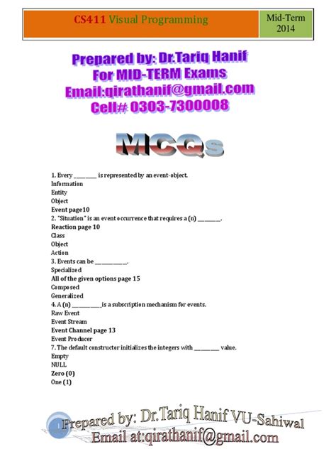 Cs411 Mid Term Mcqs With Reference Solved Pdf Extensible Application Markup Language