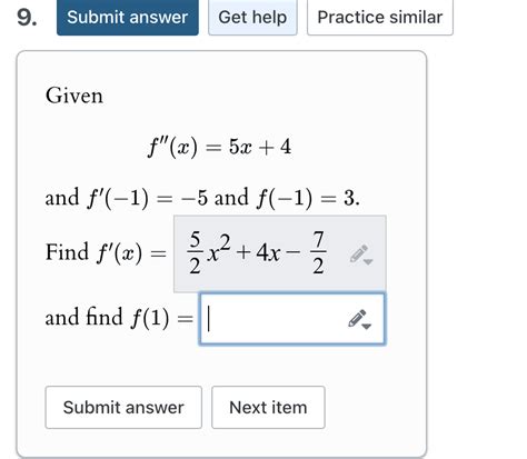 solved givenf x 5x 4and f 1 5 ﻿and f 1 3 find