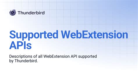 Supported WebExtension APIs Thunderbird
