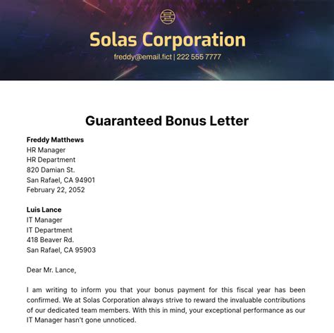 Template Bonus Letter At Donald Altman Blog