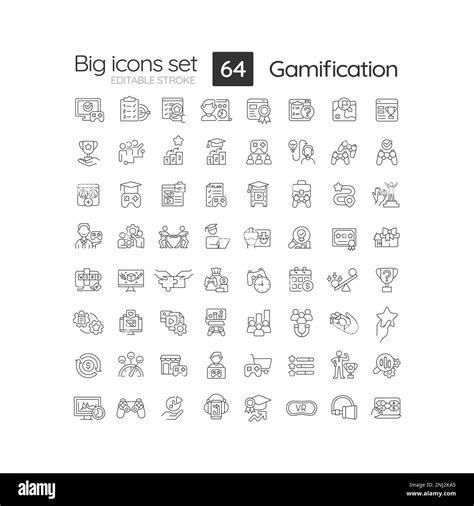Gamification Linear Icons Set Stock Vector Image And Art Alamy