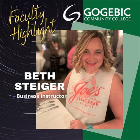 Gogebic Introducing Beth Steiger Senior Faculty Member In The