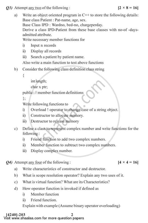 Object Oriented Programming C Programming 2012 2013 Mca Science Semester 2 Question Paper