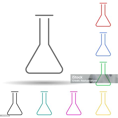 플라스크 멀티 컬러 스타일 아이콘 Ui 및 Ux 웹 사이트 또는 모바일 응용 프로그램에 대한 과학 연구 아이콘의 간단한 얇은 라인 개요 벡터 개발에 대한 스톡 벡터 아트 및