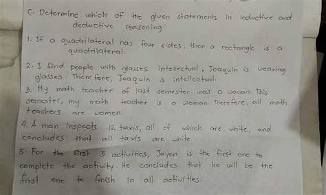 Solved C Determine Which Of The Given Statements In Inductive And