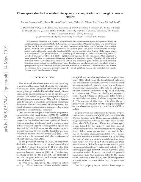 pdf phase space simulation method for quantum computation with magic