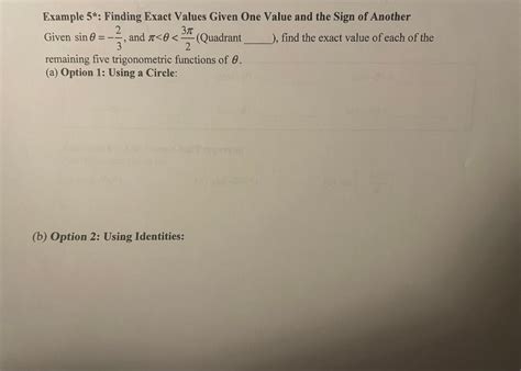 solved example 5∗ finding exact values given one value and