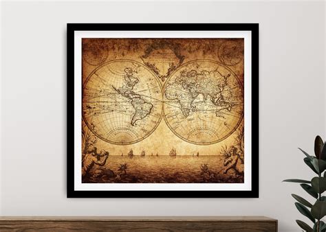 Ready To Hang Vintage World Map Art Canvas Prints Perth