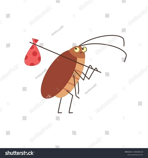 Cockroach Insect Bag On Stick Stands Stock Vector Royalty Free