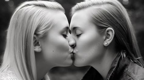 Orman Arka Plan Nda Siyah Beyaz P En Iki Kad N Lezbiyen P Me Resimleri Resmi Arka Plan