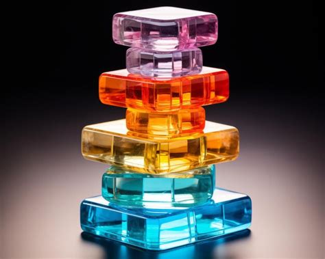 Premium Ai Image A Stack Of Colored Glass Cubes Sitting On Top Of