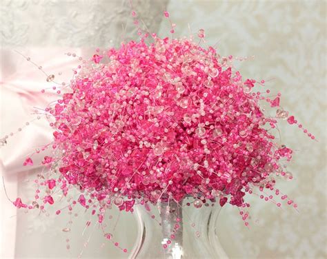 Wedding Bouquet Pink Beaded Bridal Bouquet Light Pink And Hot Pink