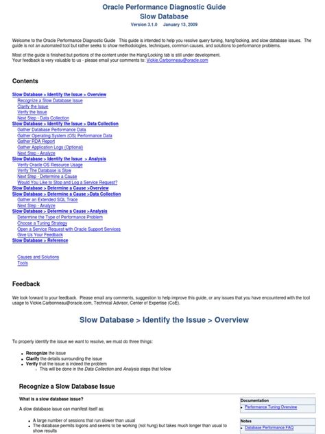 Opdg For Resolving Slow Database Performance Issue Pdf Oracle
