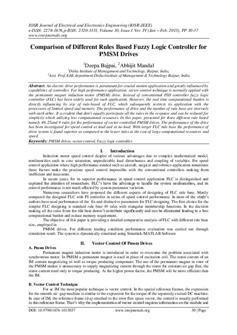 Pdf Comparison Of Different Rules Based Fuzzy Logic Controller For Pmsm Drives