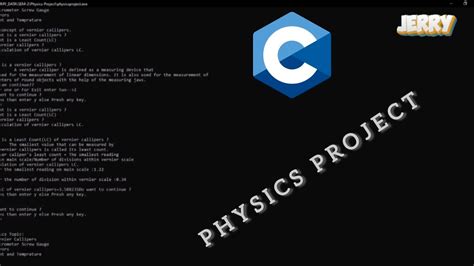 physics calculation and info project using c language coding