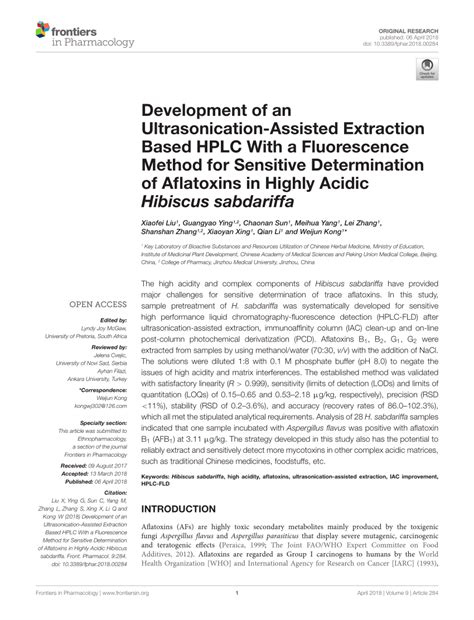 Pdf Development Of An Ultrasonication Assisted Extraction Based Hplc