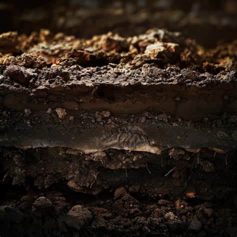 CloseUp Of Soil Texture Layers Premium AI Generated Image