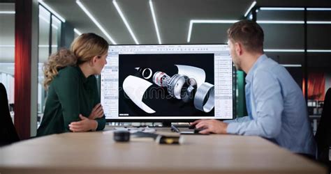 Engineer Doing 3d Cad Model Design On Computer Stock Illustration