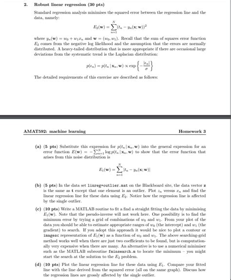solved 2 robust linear regression 30pts standard