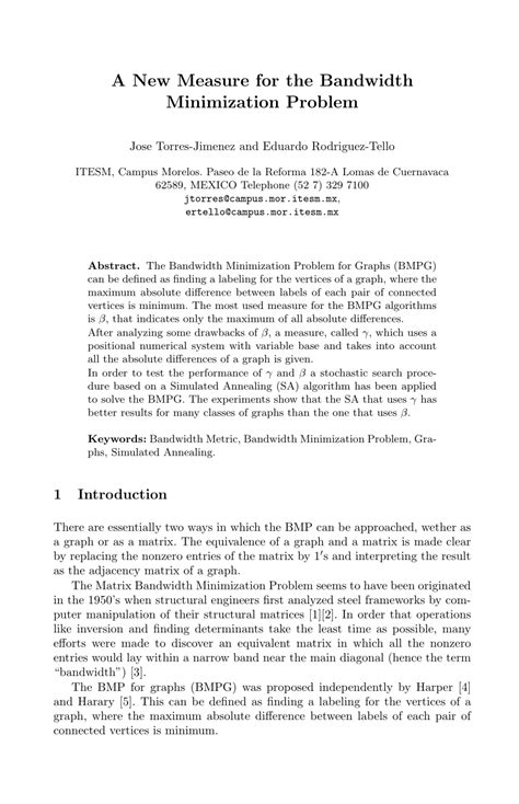 Pdf A New Measure For The Bandwidth Minimization Problem