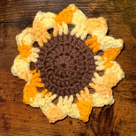 Crochet Sunflower Coaster Pattern Pdf Pattern Etsy