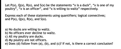 solved let p x q x r x and s x be the statements x is