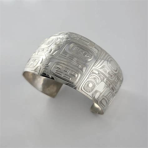 Silver Chilkat Style Bracelet Native Art