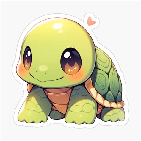 Cute Kawaii Happy Turtle With A Heart By Cozykawaiiart Redbubble In