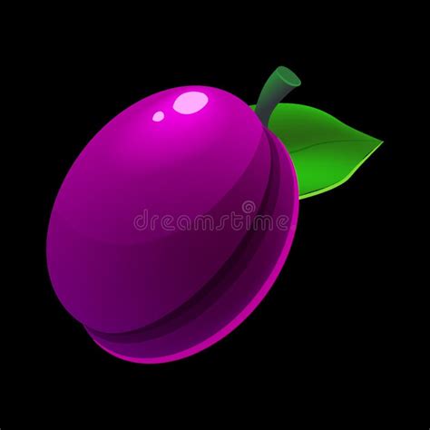 Ripe Plum Fruit Whole Fresh Purple Color Icon Vector Illustration