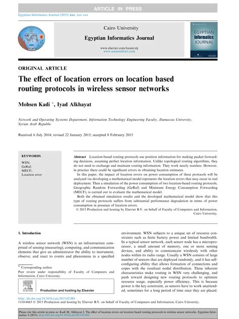 Pdf The Effect Of Location Errors On Location Based Routing Protocols