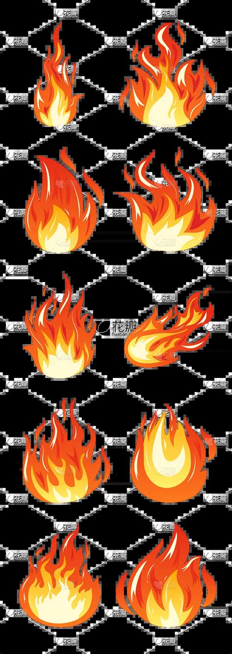 2309sc 素材组合 手绘 卡通火焰装饰元素贴纸素材 花瓣网