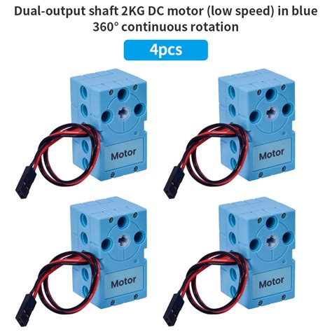 4pcs dual output shaft 2kg dc motor low speed in blue servo motor 360 degree continuous