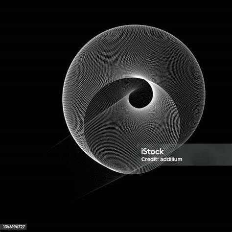 현대 추상 벡터 일러스트레이션 디지털 미래 형 흑백 선형 모양 복잡한 현대 기술의 아름다움 정교한 둥근 소용돌이와 기하학적 배경