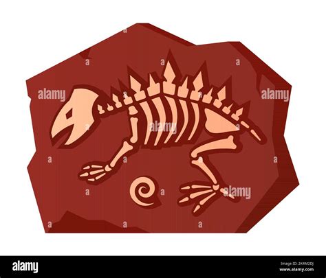Dinosaur Fossil Modern Flat Design Style Single Isolated Image Stock