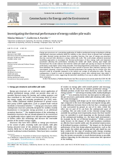 Pdf Investigating The Thermal Performance Of Energy Soldier Pile Walls