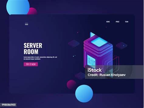 네트워크 서버 룸 및 데이터 센터 아이소메트릭 벡터 클라우드 데이터 스토리지 빅 데이터 기술 개체 처리 고객에 대한 스톡 벡터 아트 및 기타 이미지 istock