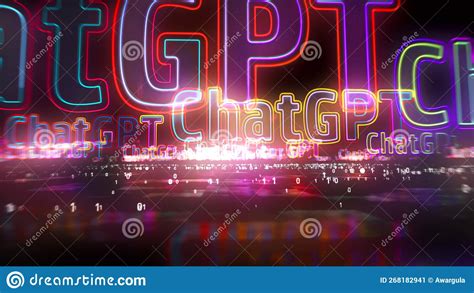 chatgpt neon sign abstract concept 3d illustration stock illustration