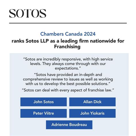Chambers Canada 2024 Ranks Sotos Llp As A Leading Firm Nationwide