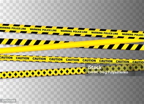 검은 색과 노란색 경찰 줄무늬 테두리의 창조적 인 벡터 그림입니다 위험 주의 원활한 리본의 집합입니다 주의 줄 노란 리본 경고 테이프 가장자리에 대한 스톡 벡터 아트 및