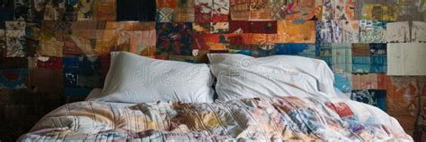Bedroom With Bed With Patchwork Quilt Colorful Patchwork Quilt Banner