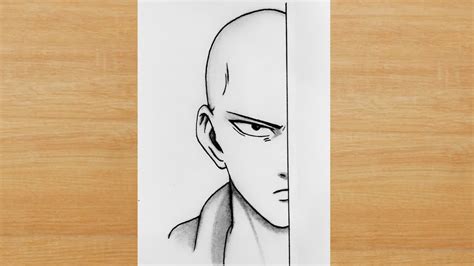 How To Draw Saitama From One Punch Man Saitama Half Face Drawing